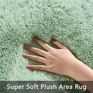 Accents | Fluffy Sage Green Rug For Bedroom Living Room 4x6 Feet ...